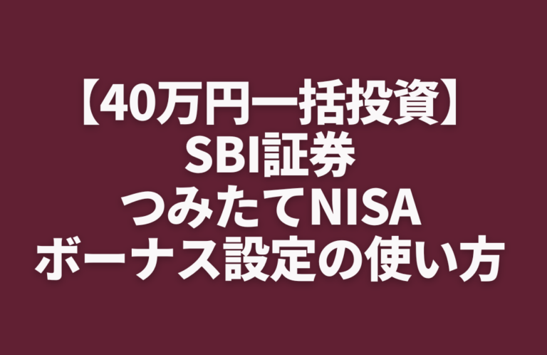 【一括投資OK】SBI証券つみたてNISAボーナス設定の使い方 | はたのブログ